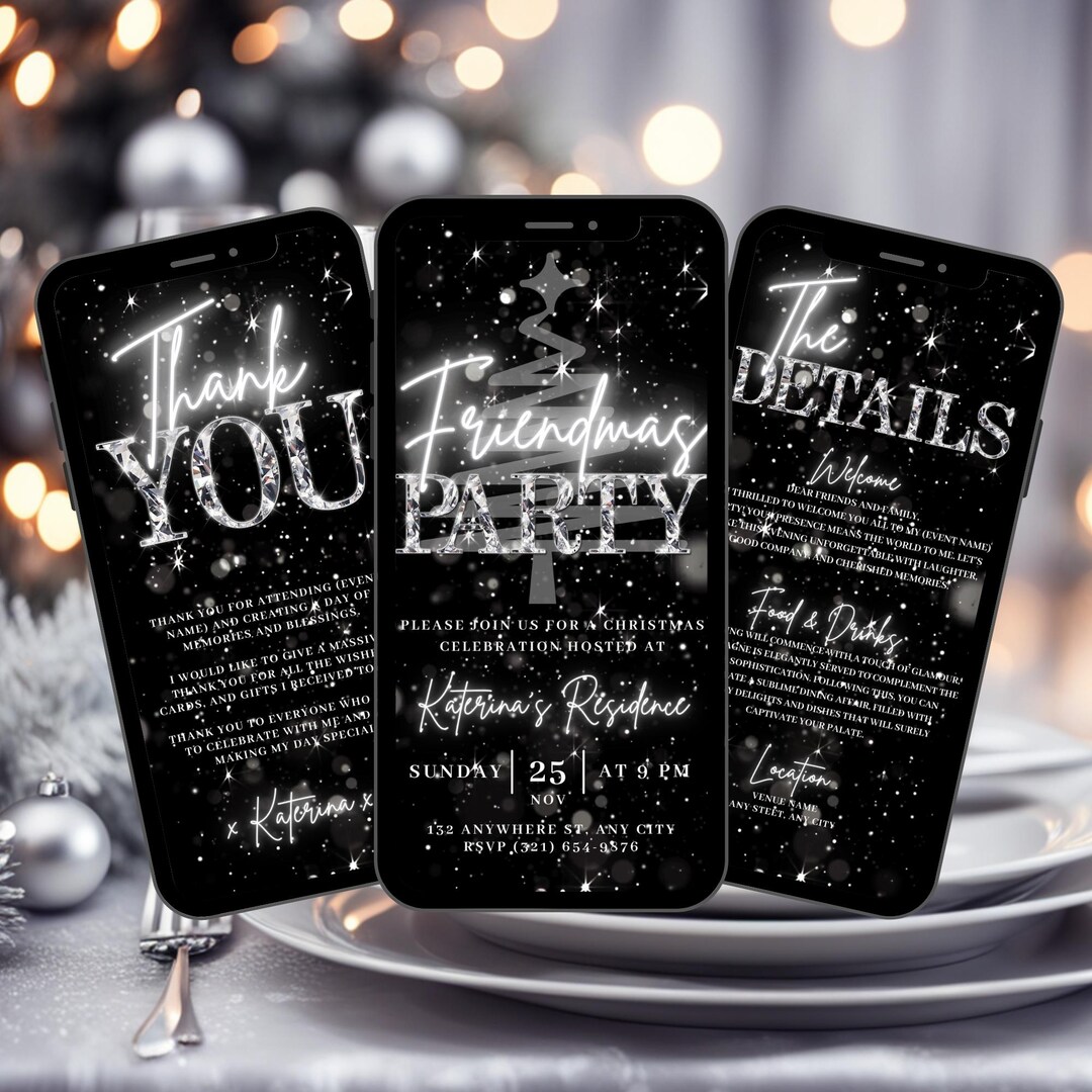 Digital Friendsmas Party Invitation, Animated Christmas Video Invite ...