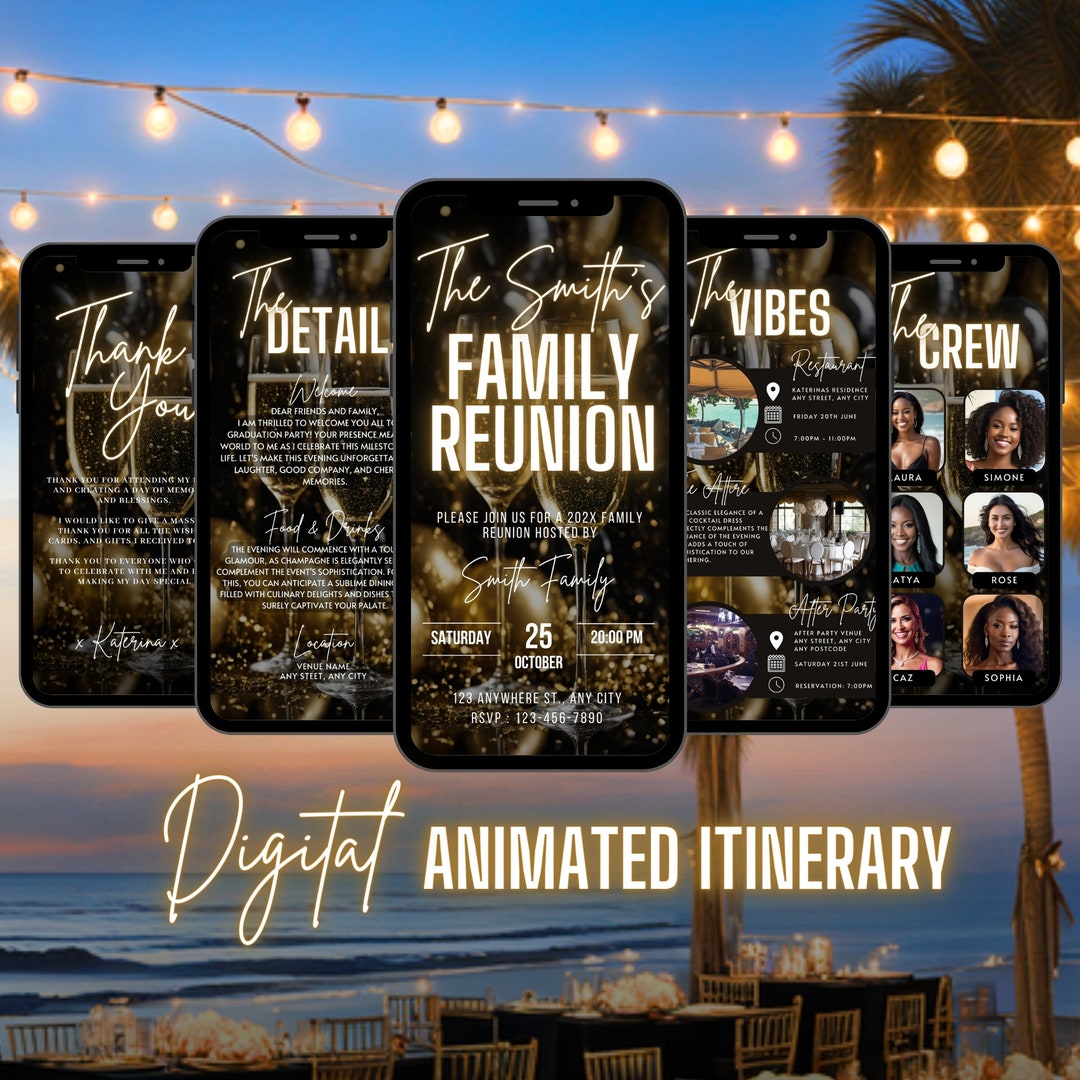 Digital Family Reunion Invitation, Animated Family Tree Dinner Party ...