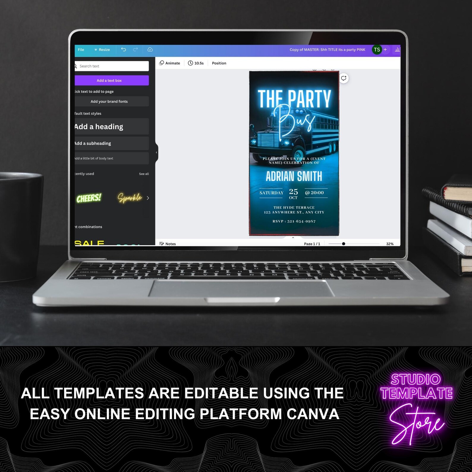 Digital VIP Party Bus Invitation, Boys Limo Birthday Party Invite, Blue ...