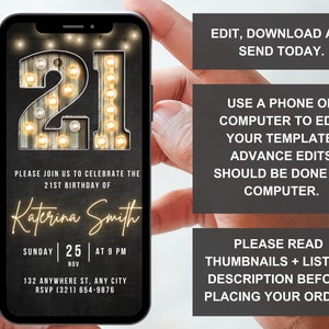 21st Birthday Digital Text Invitation for Man, Male Birthday Evite ...