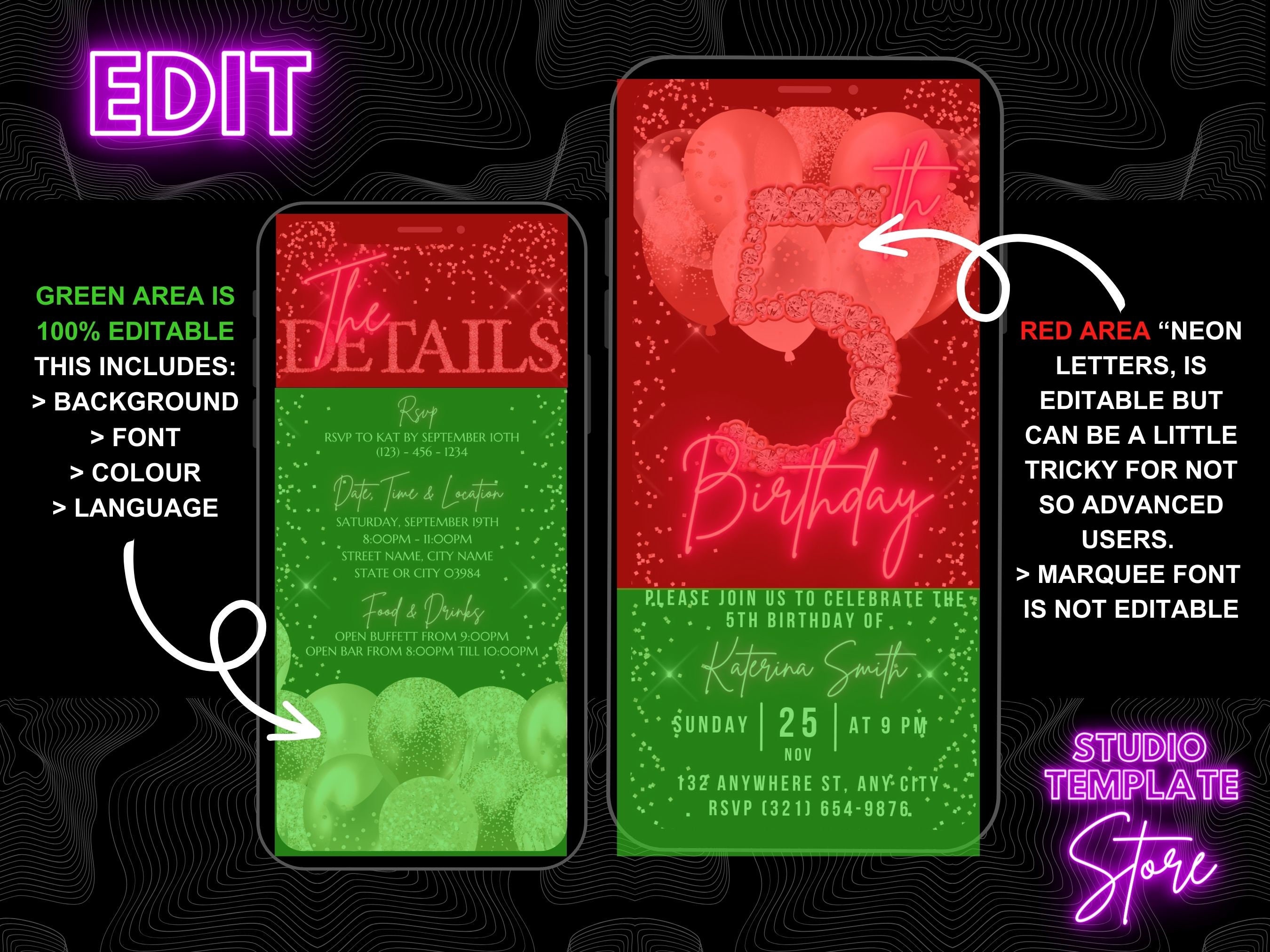 Digital 5th Birthday Invitation Animated 5th Party Invite - Etsy