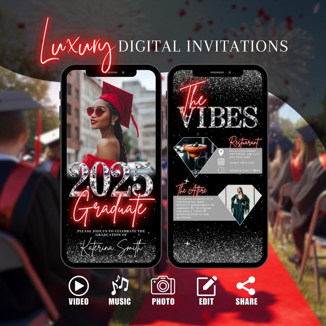 Digital 2025 Graduate Invitation, Animated Red Journalism Graduation ...