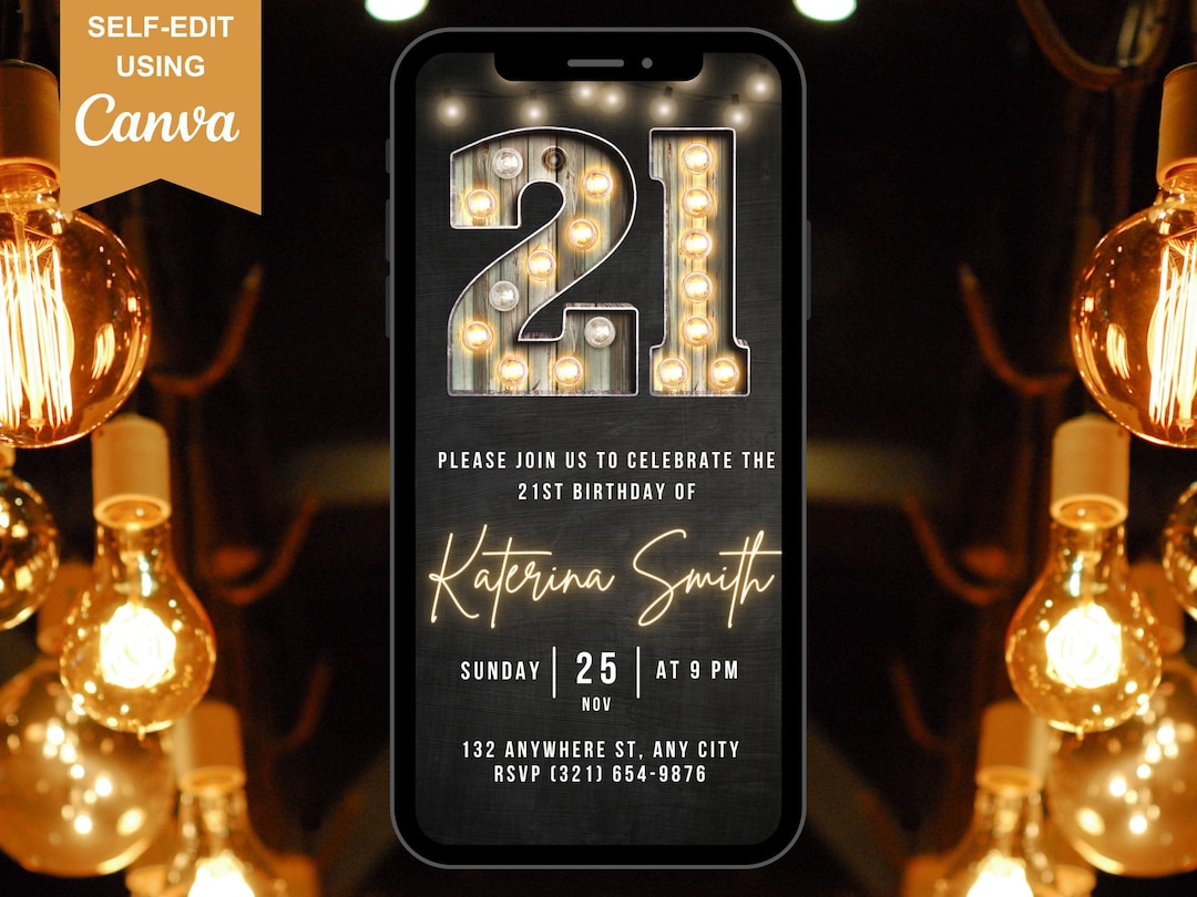 21st Birthday Digital Text Invitation for Man, Male Birthday Evite ...