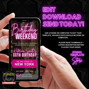 Digital Girls Weekend Trip Invitation, Animated Birthday Travel ...