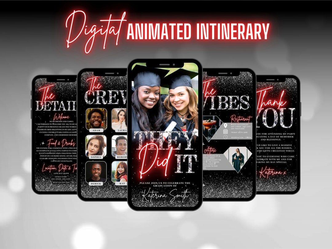 Digital They Did It Invitation, Animated Red Journalism Graduation ...