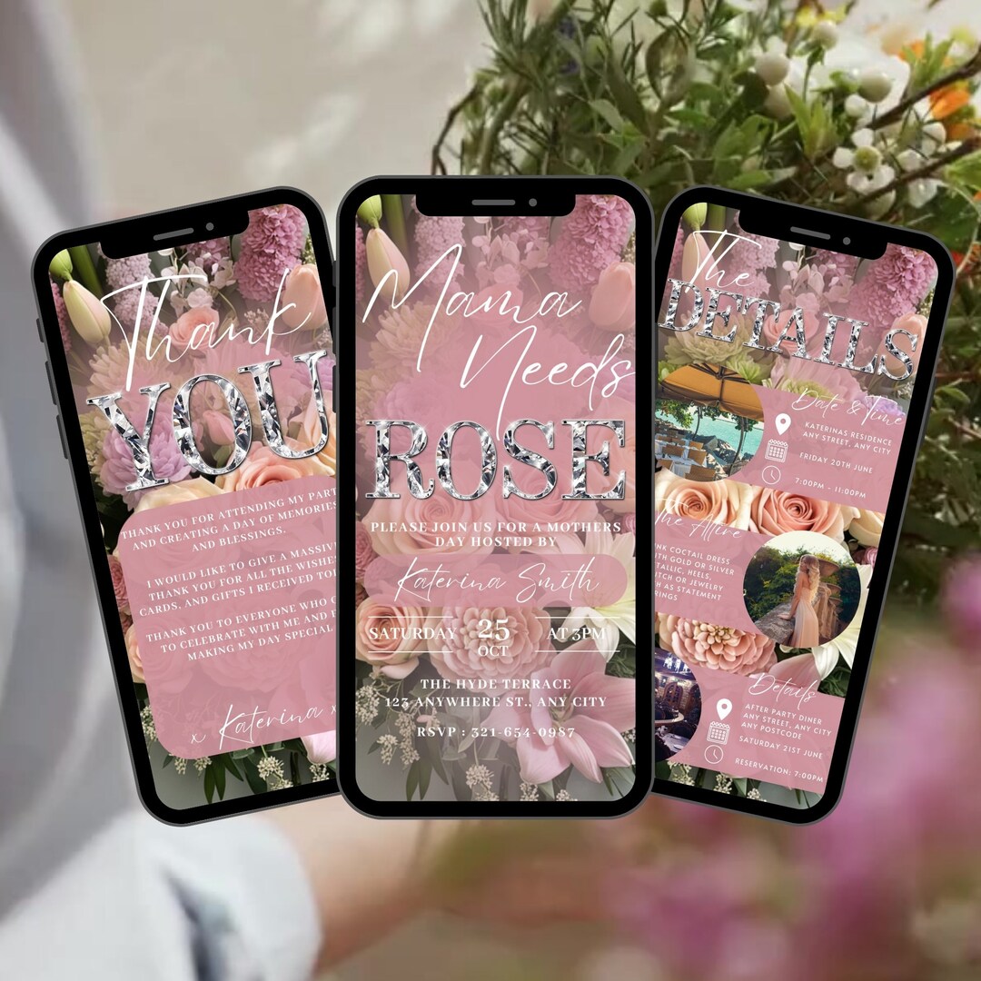 Digital Mama Needs Rose Invitation, Animated Happy Mothers Day Dinner ...