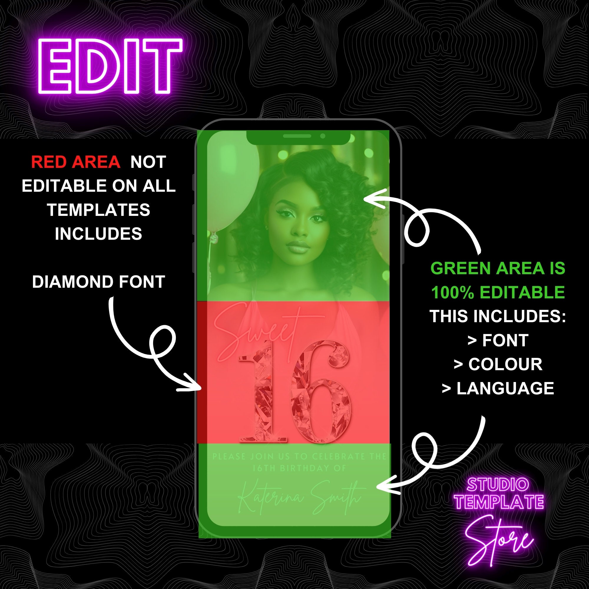Digital Sweet 16th Birthday Invitation, Animated Sweet Sixteen Party ...