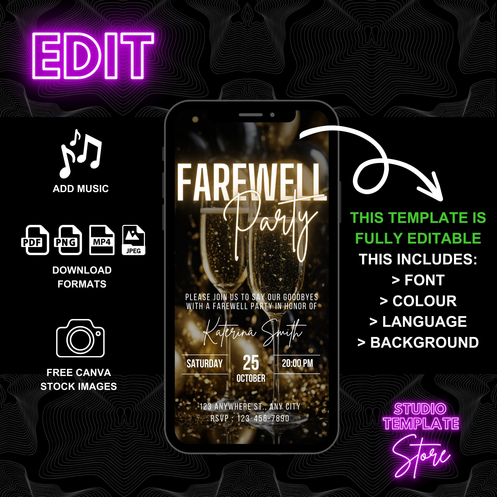 Digital Farewell Party Invitation, Animated Moving Going Away Invite ...