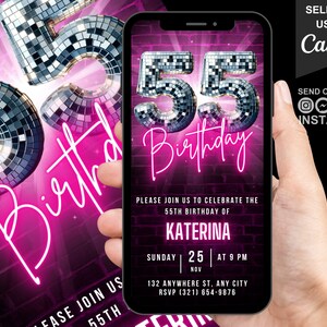 Digital 55th Birthday Invitation, Animated Fifty Fifth Party Invite for ...