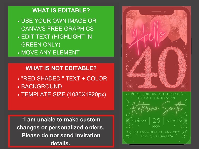 40th Birthday Digital Hello Invitation Electronic 40th - Etsy