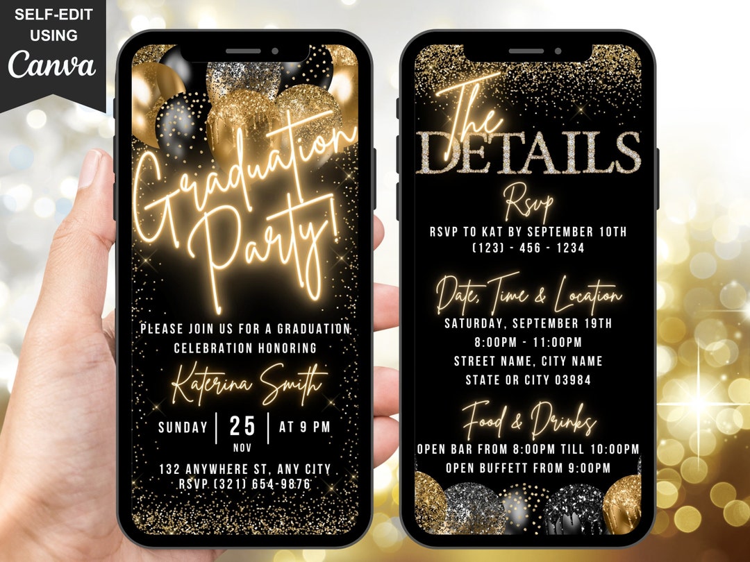 Digital Graduation Party Invitation, Animated Grad Announcement Invite ...