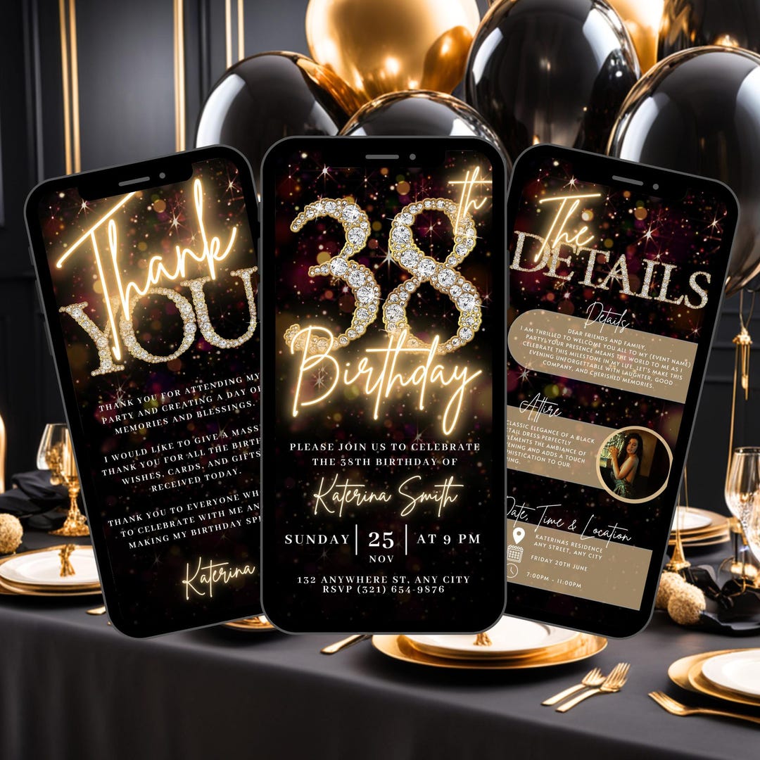 38th Digital Flyer Birthday Invitation, Surprise 38 Dinner Party Invite ...