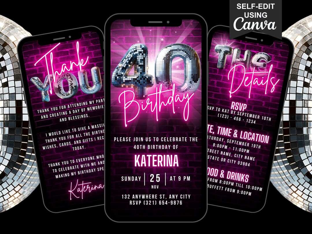 40th Digital Flyer Birthday Invitation, Forty Dinner Party Video Invite ...