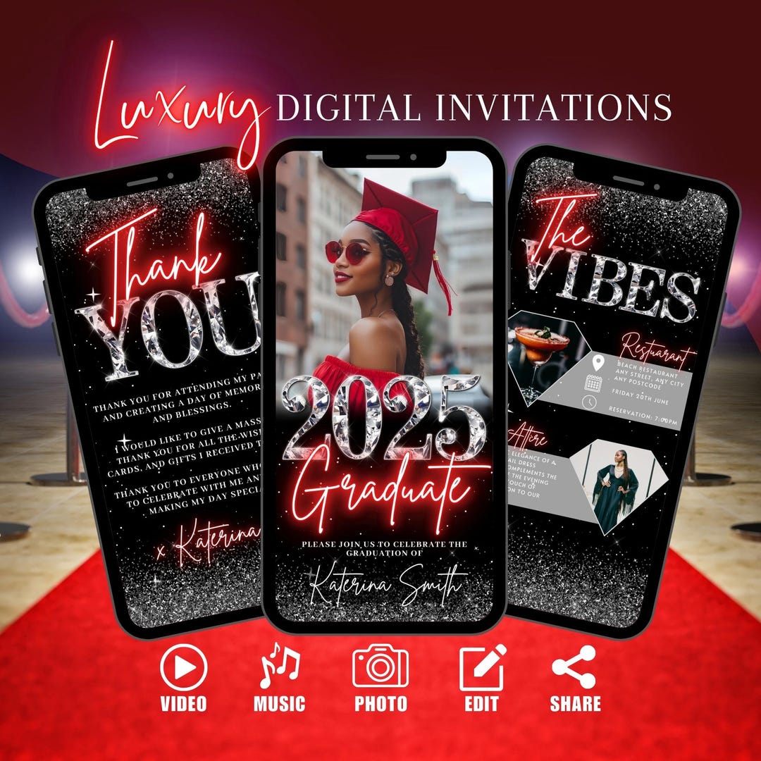Digital 2025 Graduate Invitation, Animated Red Journalism Graduation ...