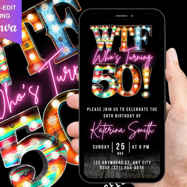 50th Birthday Neon - Etsy