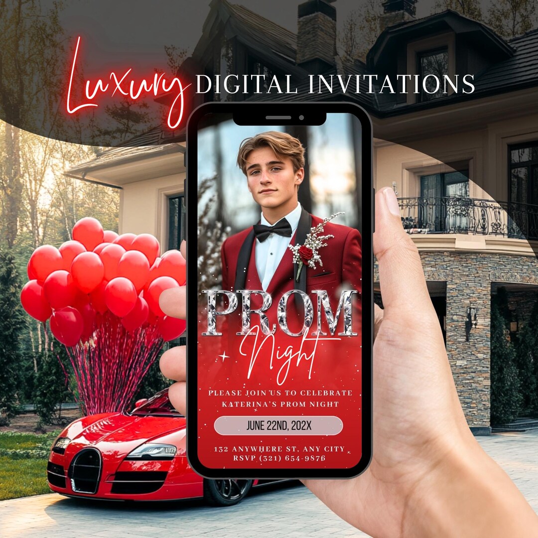 Red Prom Night Invitation, Digital Prom Send off Invite, Animated ...