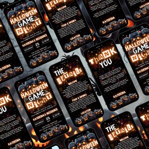 Digital Halloween Game Night Invitation, Download Scull Pumpkin Video ...