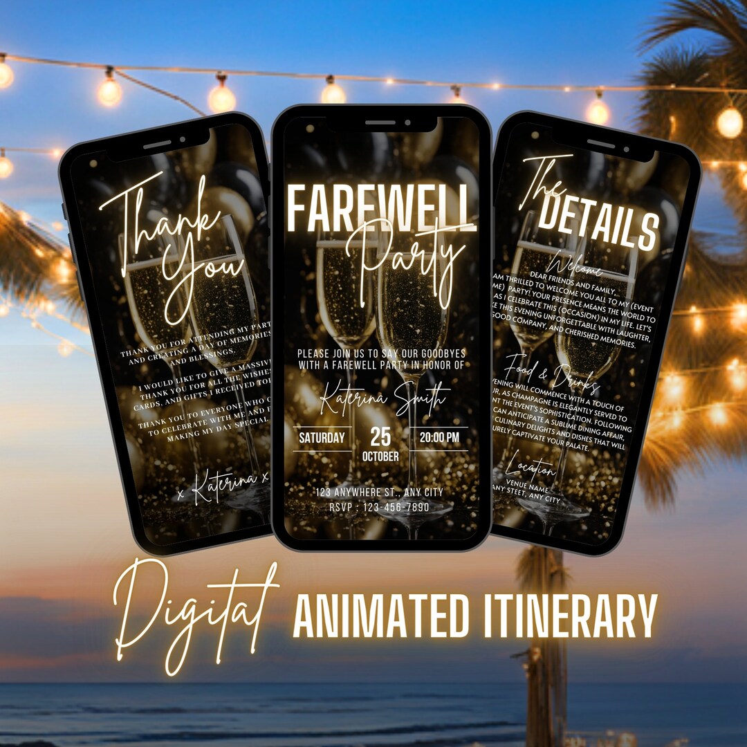 Digital Farewell Party Invitation, Animated Moving Going Away Invite ...