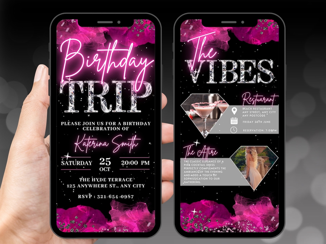 Digital Birthday Trip Invitation, Animated Girls Birthday Travel ...