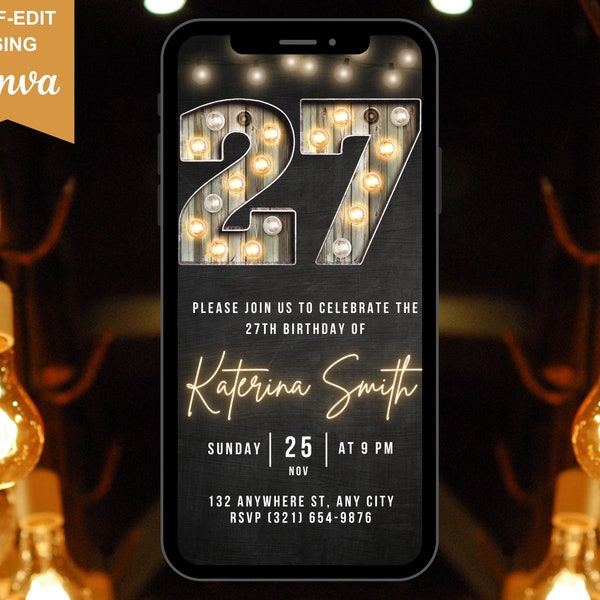 27th Birthday Party Invitation - Etsy