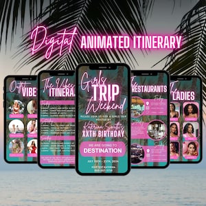 Digital Girls Weekend Trip Invitation, Animated Birthday Travel ...