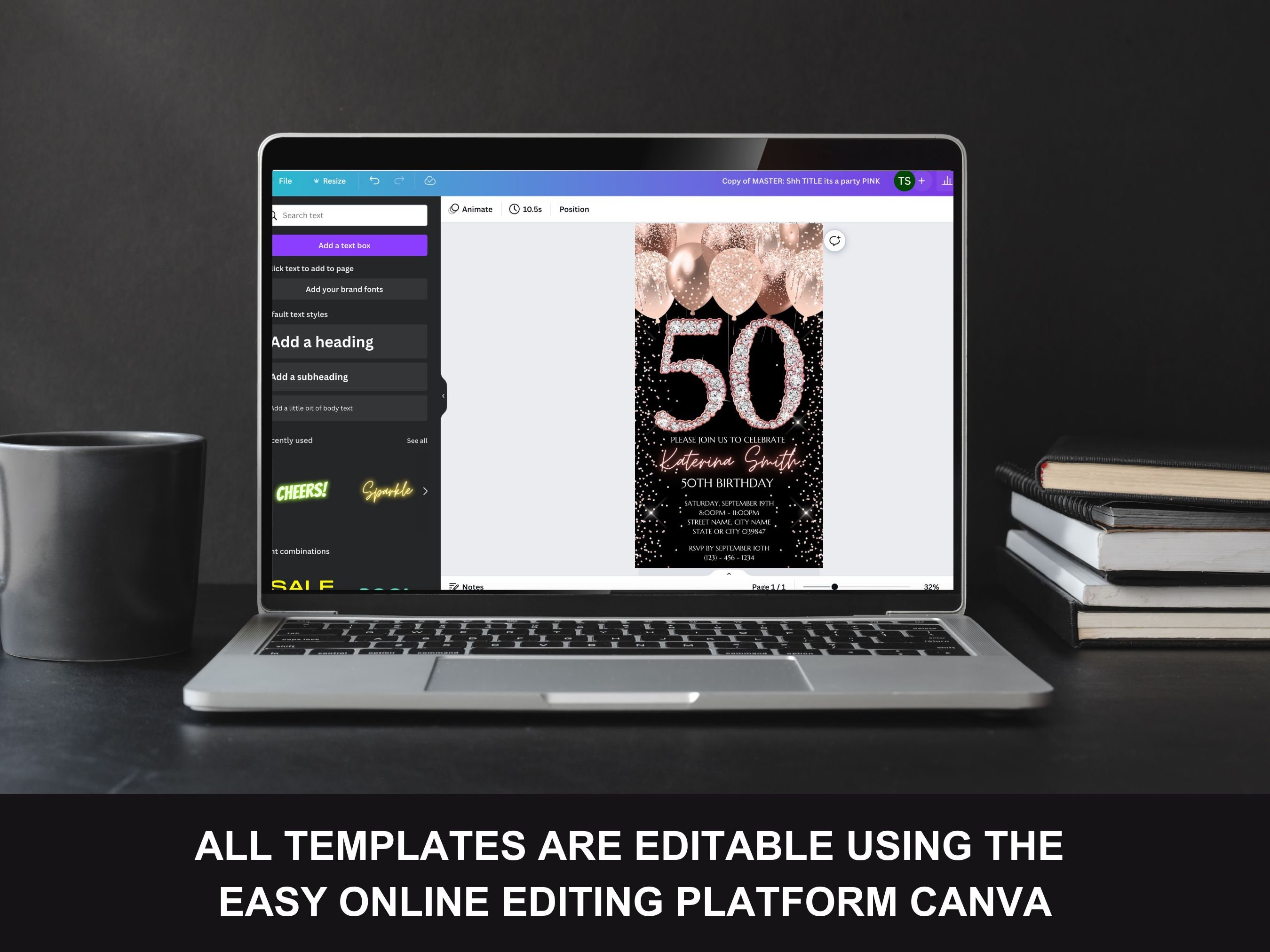 50th Birthday Digital Invitation Electronic 50th Birthday - Etsy