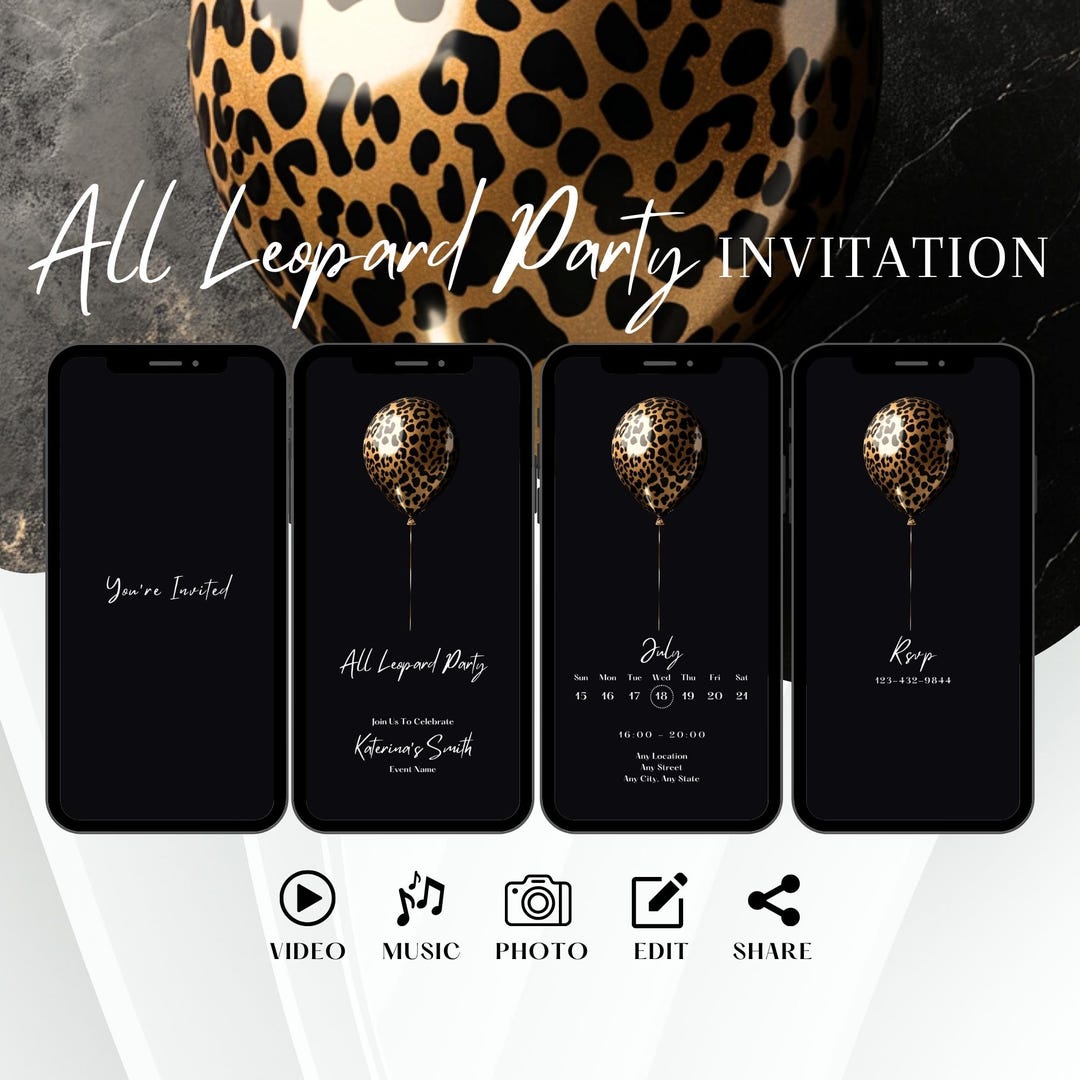 Minimalist All Leopard Party Invitation, Elegant Animated Birthday ...