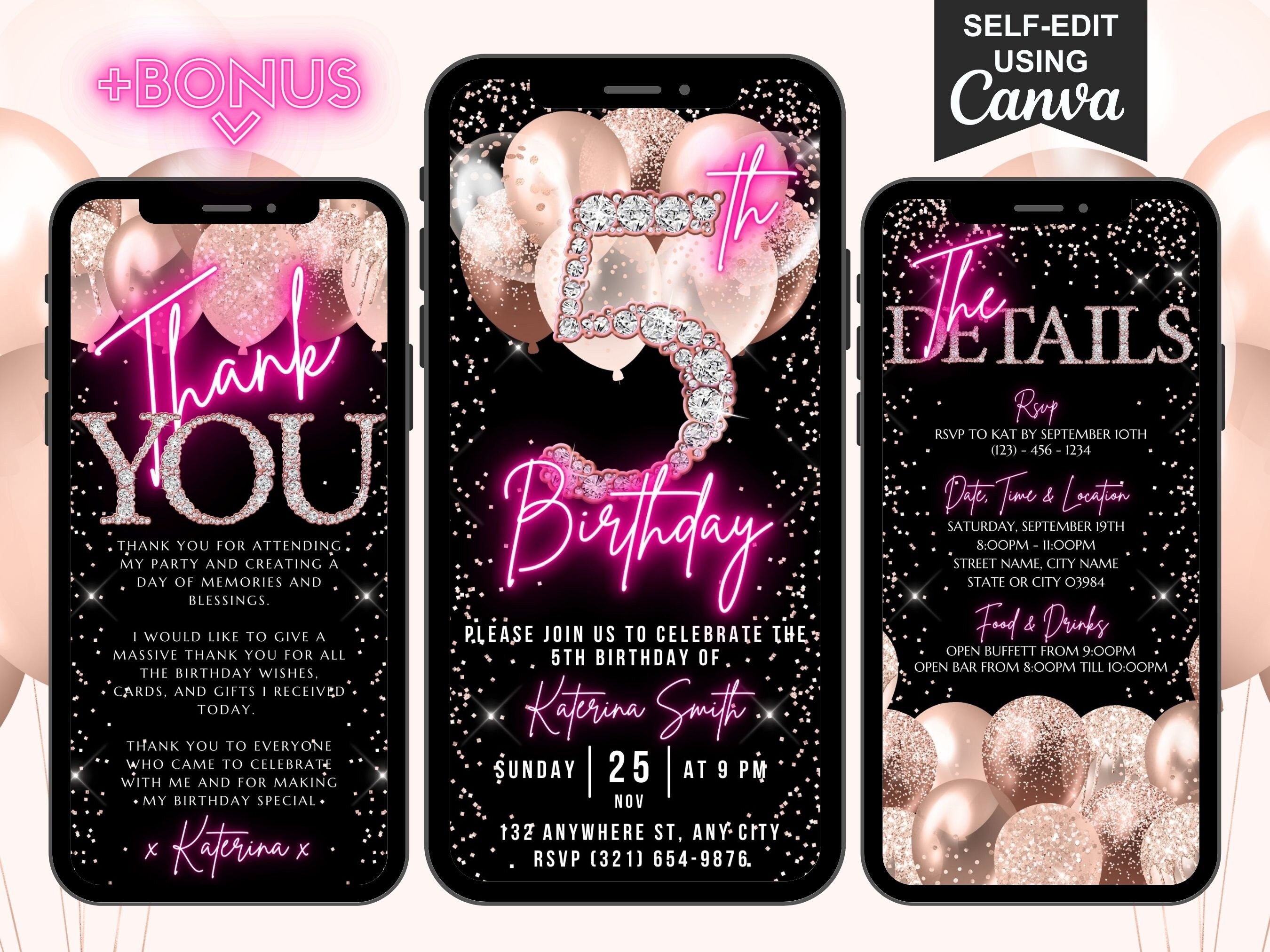 Digital 5th Birthday Invitation Animated 5th Party Invite - Etsy