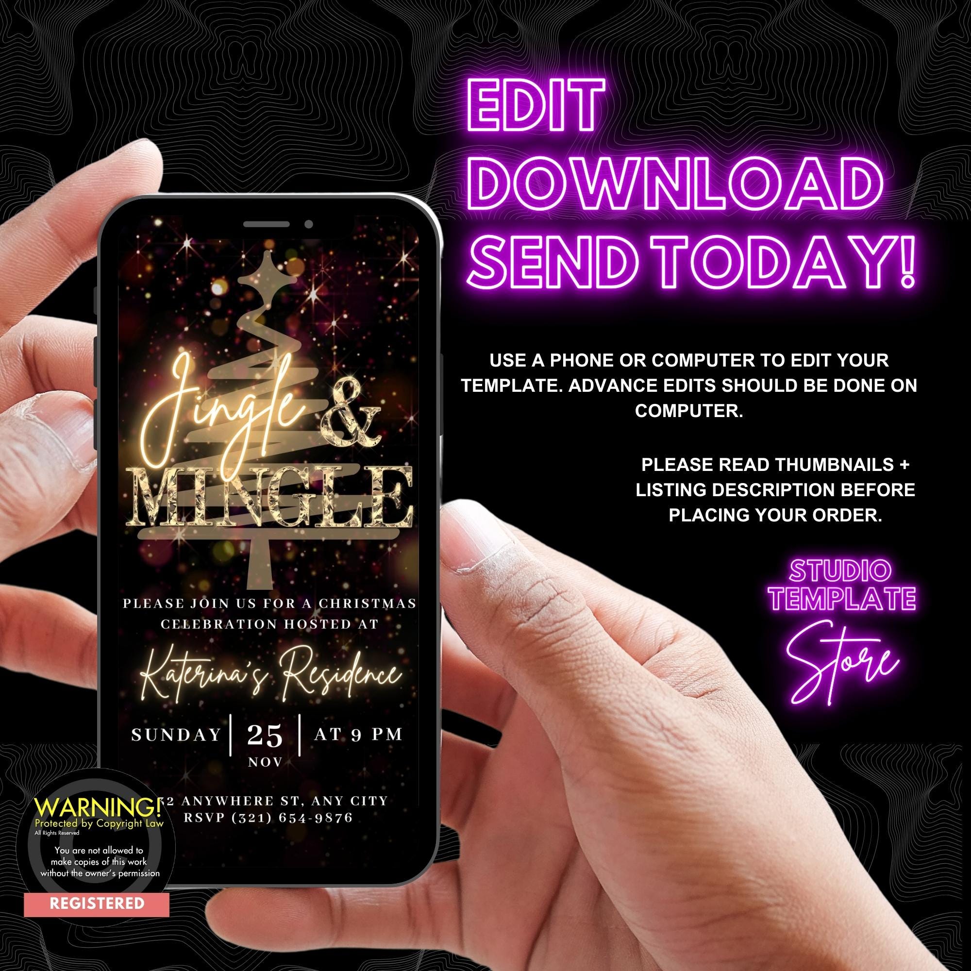 Digital Christmas Jingle and Mingle Invitation, Electronic Xmas Party ...