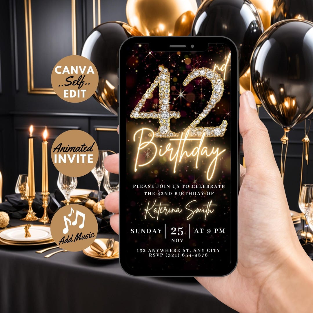 42nd Digital Flyer Birthday Invitation, Surprise 42 Dinner Party Invite ...