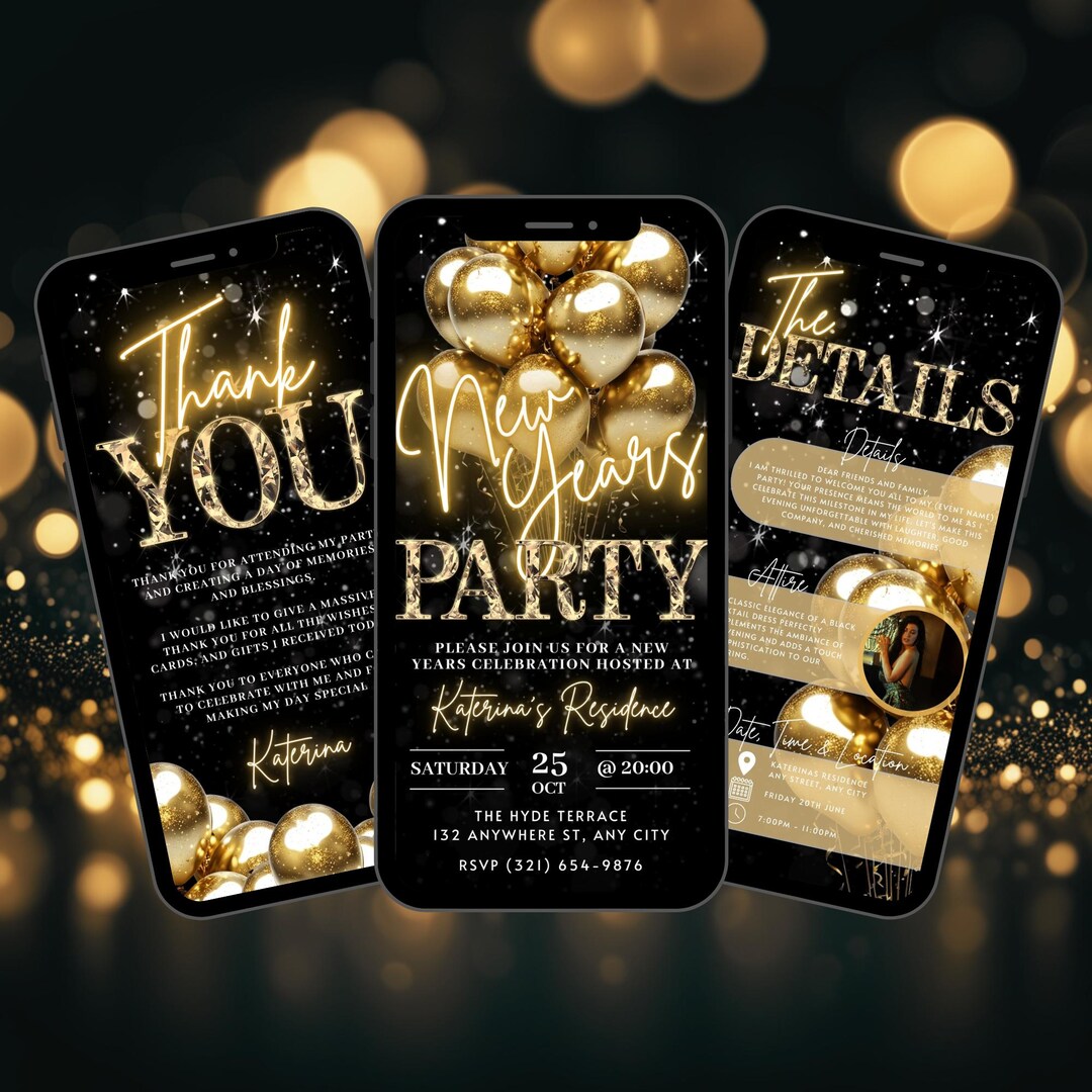 Digital New Years Eve Party Invitation, Animated NYE Celebration Invite ...