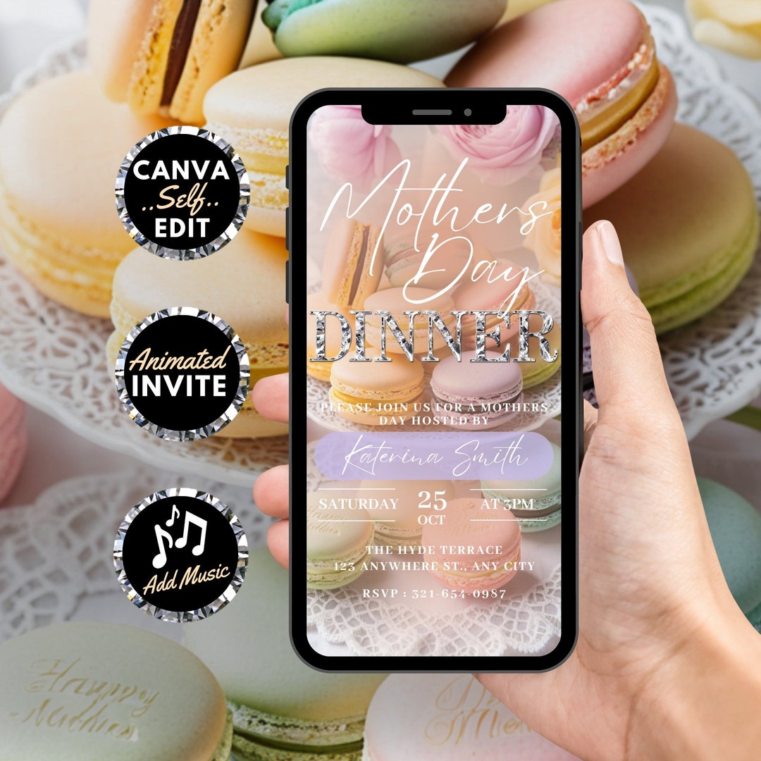 Digital Mothers Day Dinner Invitation, Animated Happy Mothers Day ...