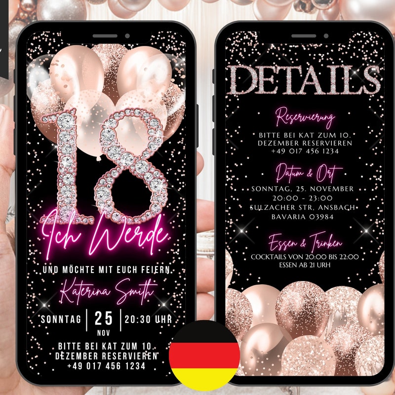 German Birthday Invitations - Etsy