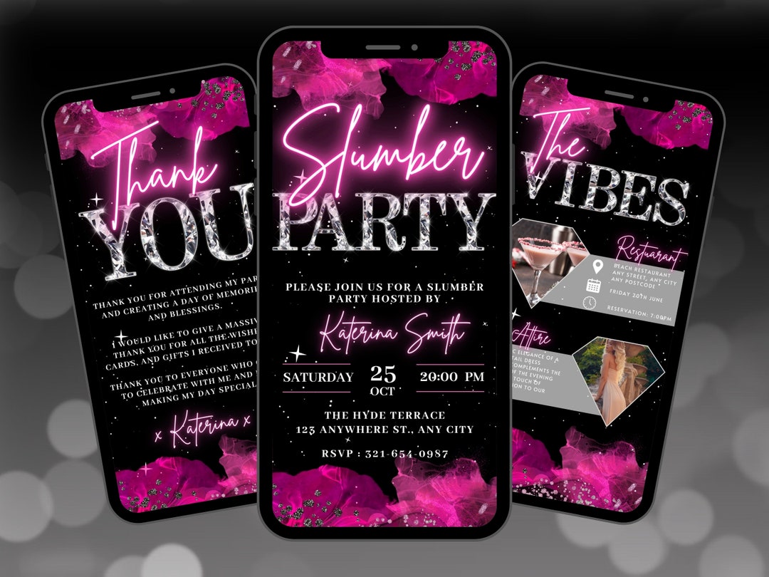 Digital Slumber Party Invitation, Animated Pajama Birthday Invite, Pjs ...