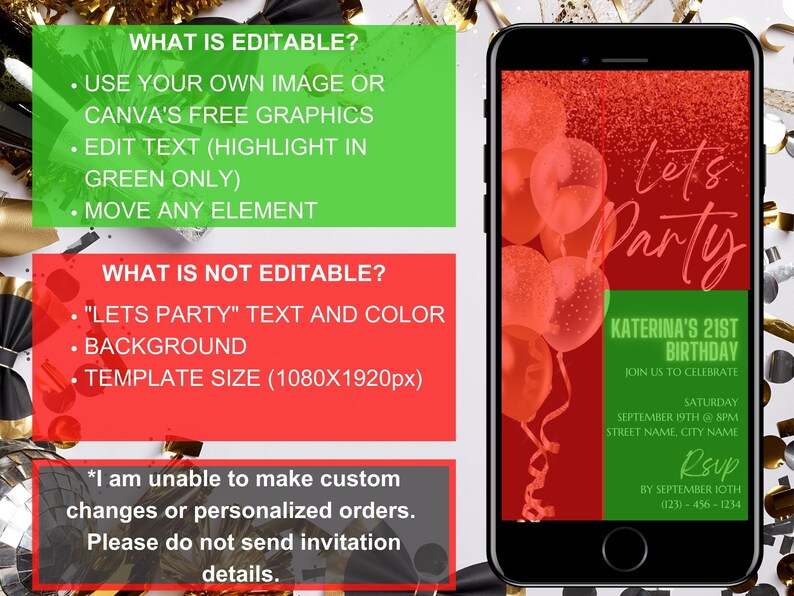 Editable Birthday Party Digital Invitation Text Electronic - Etsy