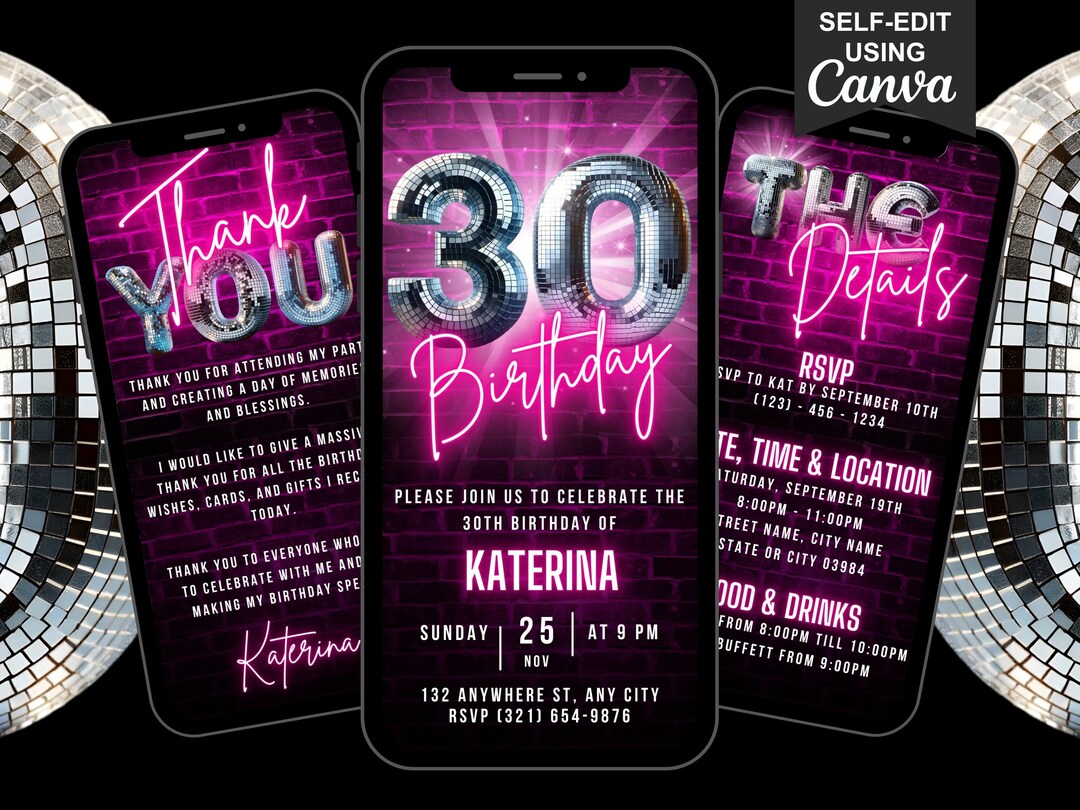 30th Digital Flyer Birthday Invitation, Turning Thirty Dinner Party ...