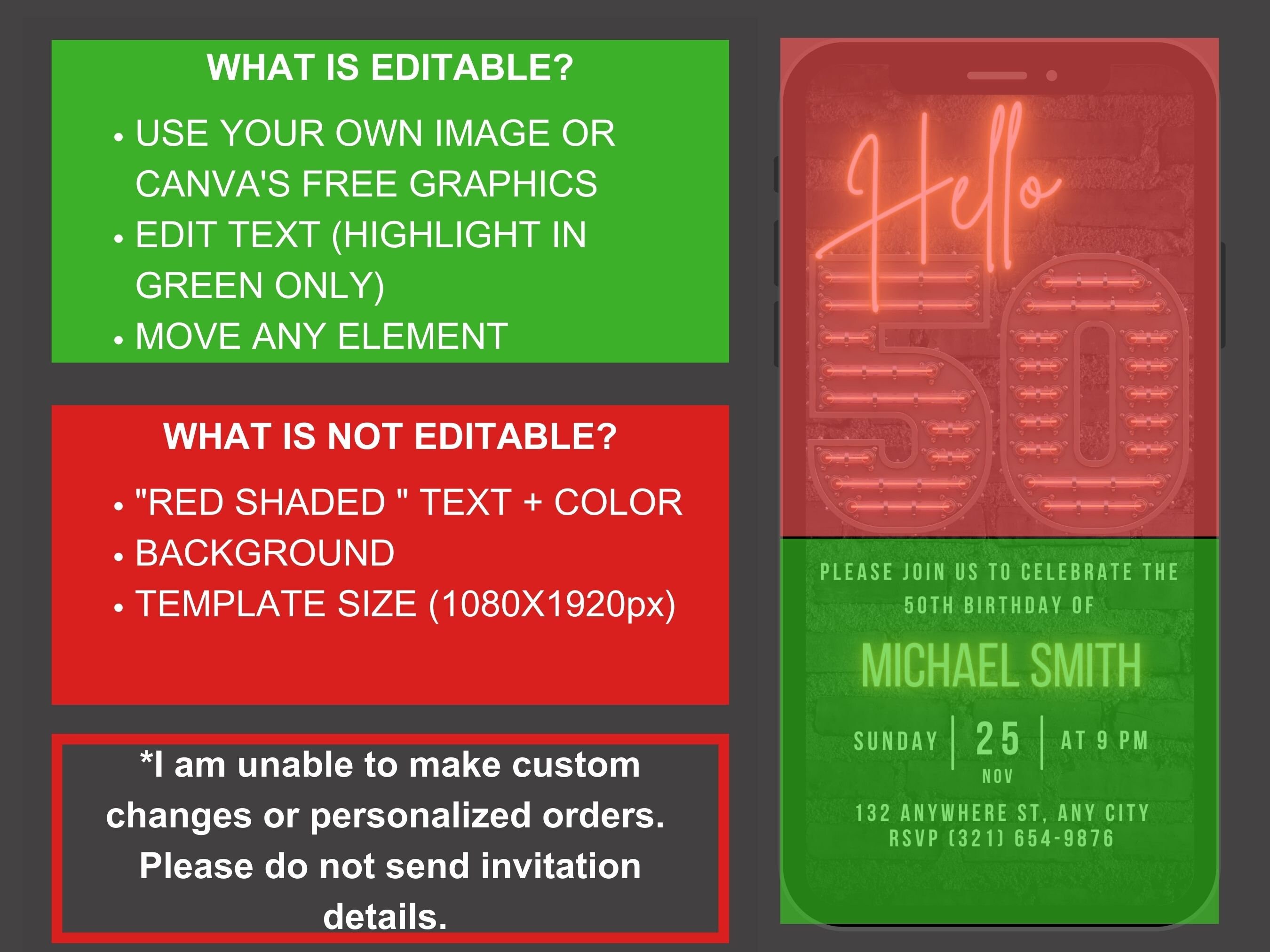 Digital Hello 50 Birthday Invitation for Him 50th Virtual - Etsy