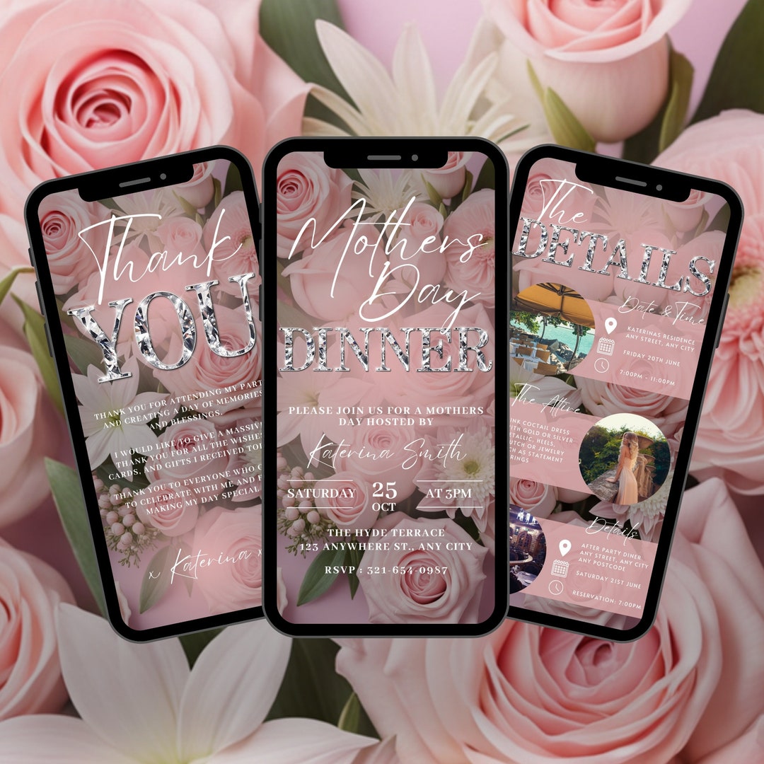 Digital Mothers Day Dinner Invitation, Animated Happy Mothers Day ...