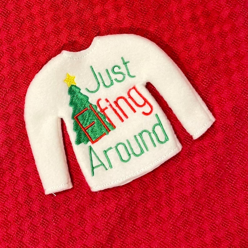 DIGITAL FILE* Elf Doll Sweater Just Elfing Around Pattern Embroidery ...