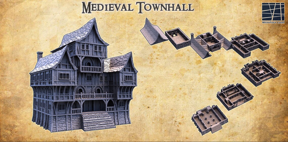Medieval Town Hall, Massive Town Hall Building - Etsy