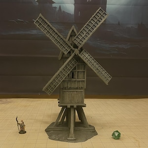 Medieval Wooden Windmill: Functional Gristmill Terrain 28MM Tabletop ...