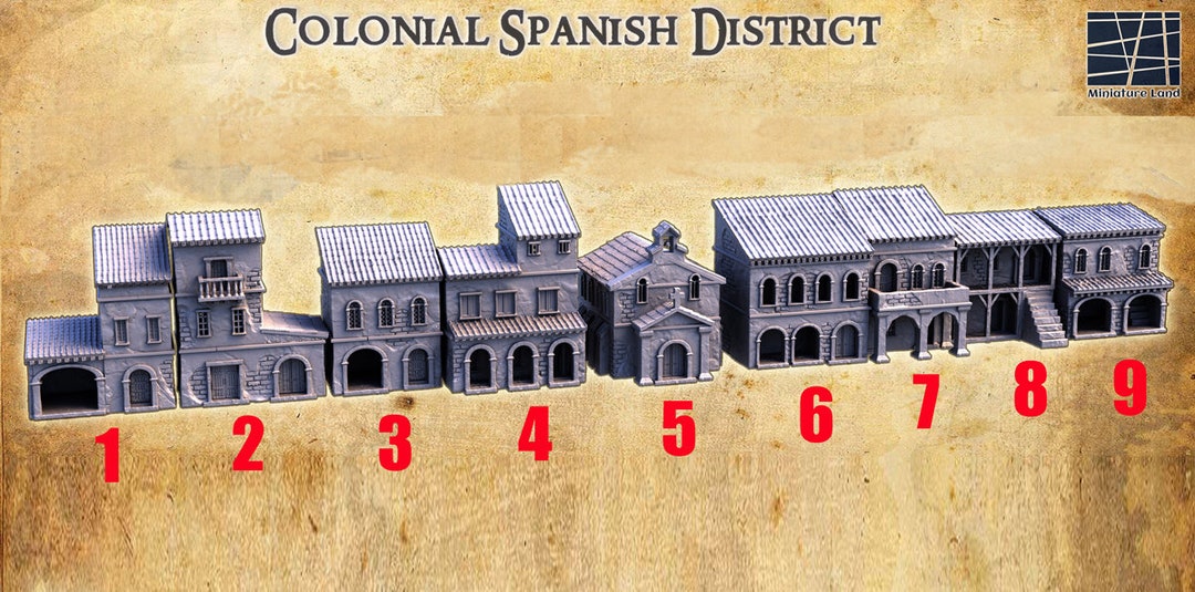 Colonial Spanish District 28mm, 9 Buildings, Pirate Village - Etsy