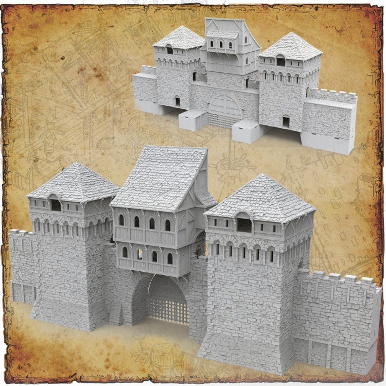 Ancrabourg City Gate and Walls, Port Walls, Port Royal, Skirmish, D&D ...