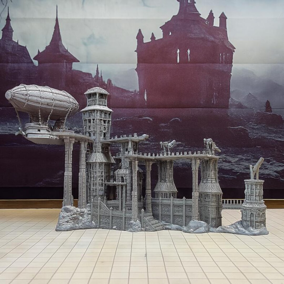 Dwarf Zeppelin Port: Fantasy Sky Dock Fortress 28MM Tabletop Terrain ...