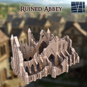 Ruined Abbey: Medieval Gothic Cathedral 28MM Tabletop Terrain, Model ...