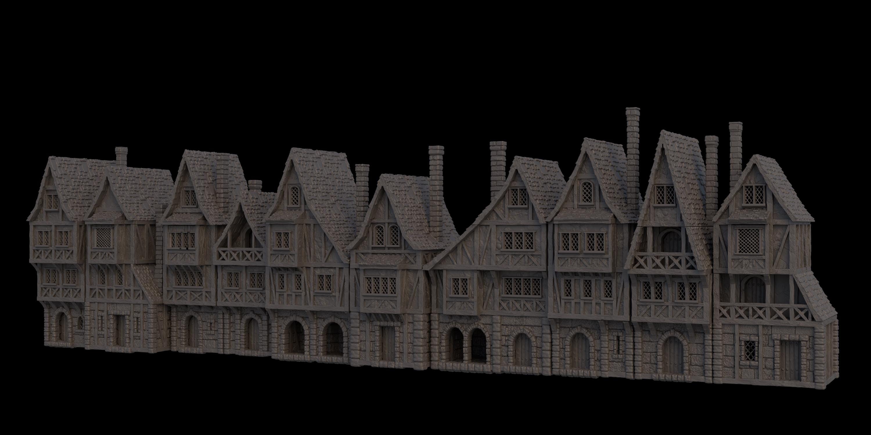 Medieval Linear Houses: 14th Century Row Buildings 28MM Tabletop ...