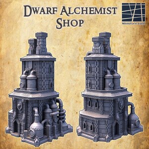 Dwarf Alchemist Shop: Fantasy Industrial Building for D&D, Model ...