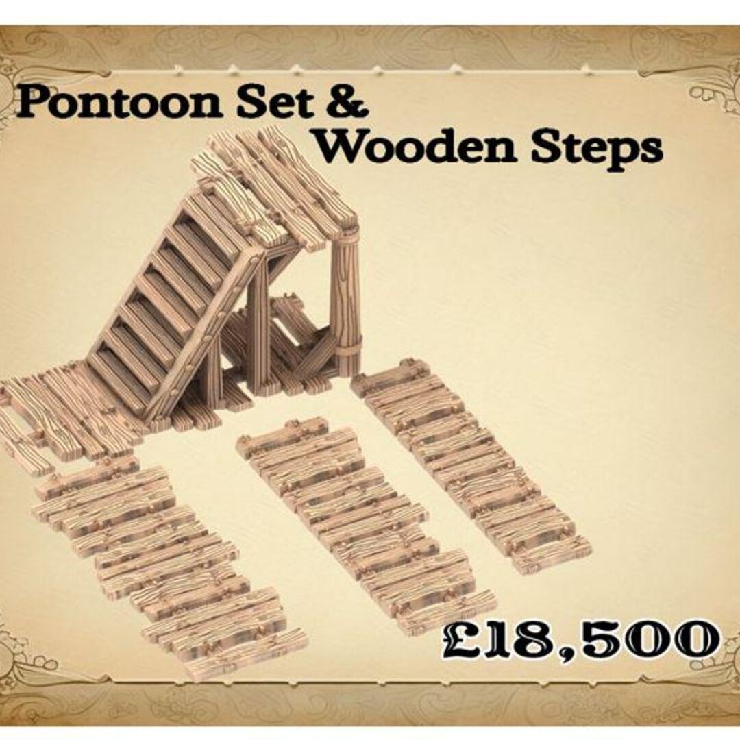 Rustic Wooden Pontoon Set & Steps: Versatile Terrain for Historical ...