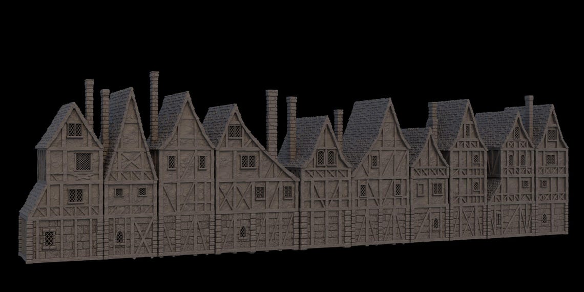 Medieval Linear Houses: 14th Century Row Buildings 28MM Tabletop ...
