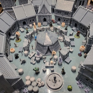 Tabletop Town Set, 32mm Scale, 10 Buildings Market Playable Interior ...